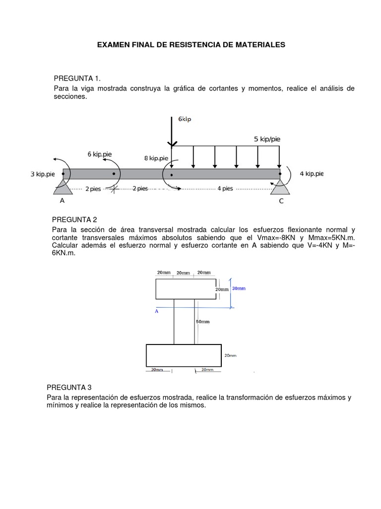 Examen Resistencia de Materiales | PDF