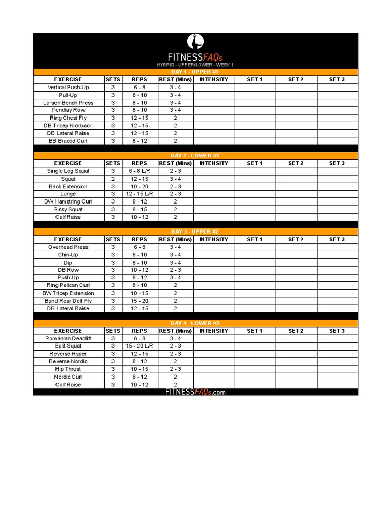 Hybrid Upper Lower | PDF | Physical Fitness | Physical Exercise