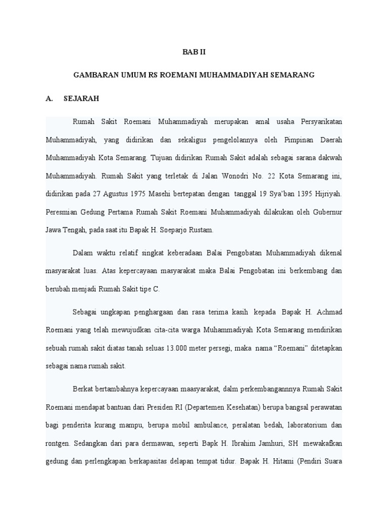 Profil RS Roemani Muhammadiyah Semarang | PDF
