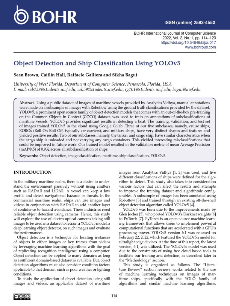Object Detection And Ship Classification Using Yolov5 Pdf Receiver Operating Characteristic