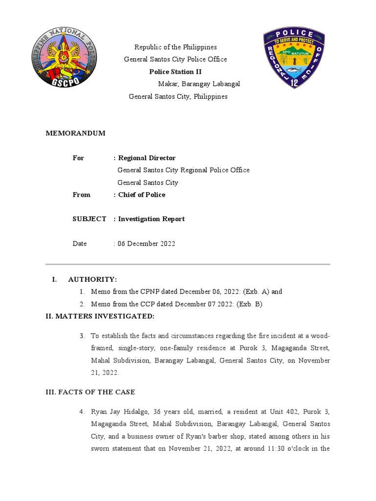 Investigation Report | PDF | Crimes | Crime & Violence