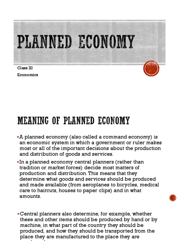 Planned Economy Class XI | PDF | Economics | Goods