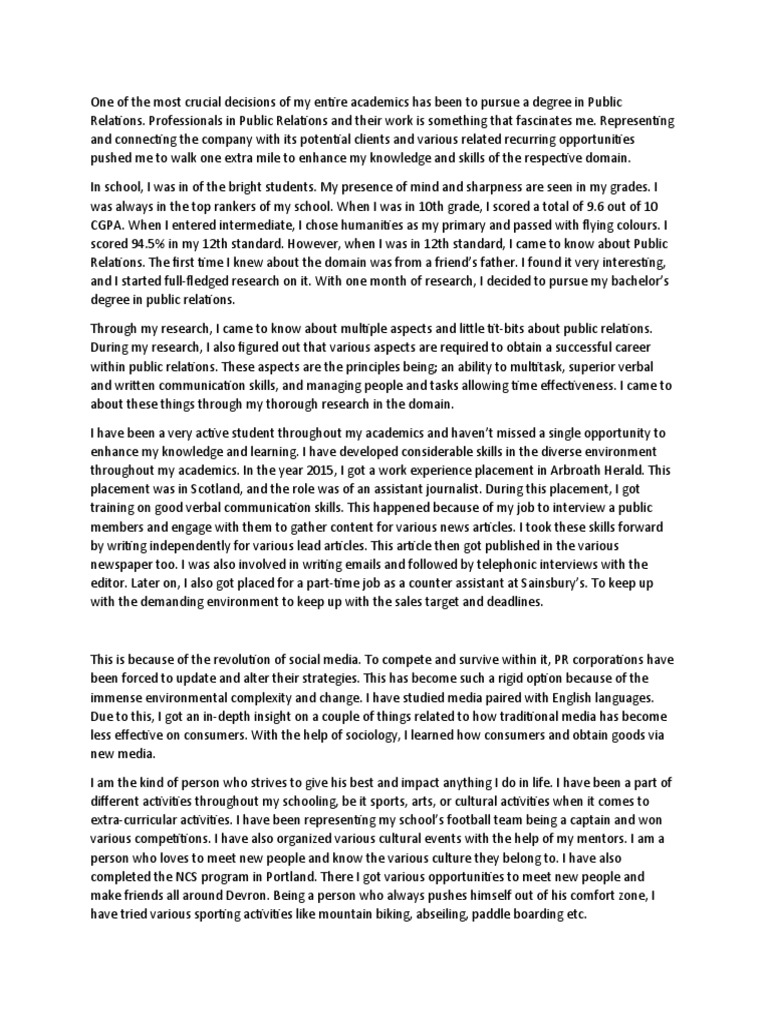 SOP Sample | PDF | Communication | University