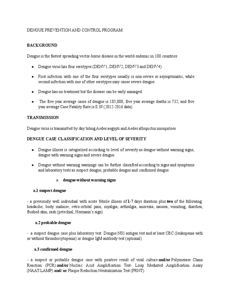 Dengue Prevention and Control Program | PDF | Health Sciences | Causes ...