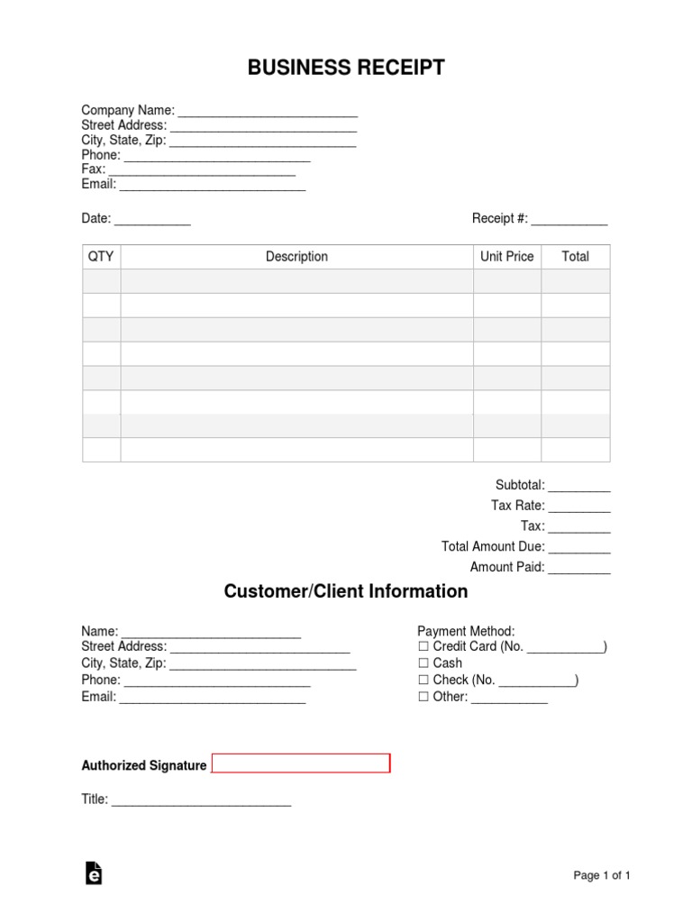 Business Receipt Template PDF | PDF