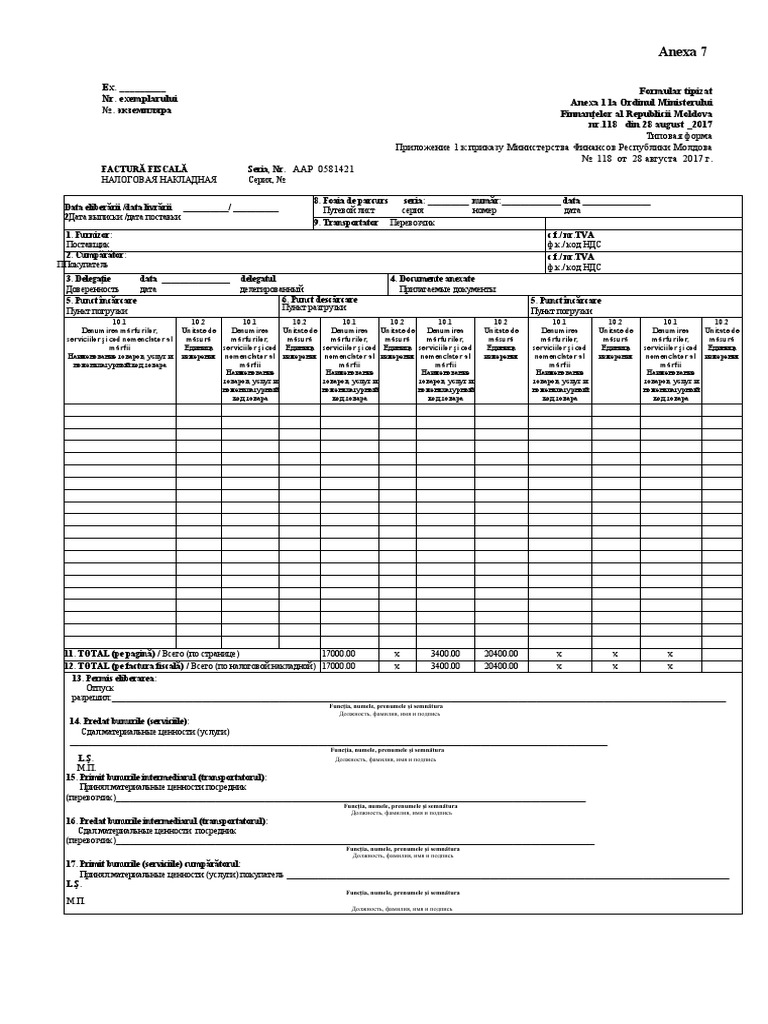 Anexa 7 Facturi Fiscale | PDF