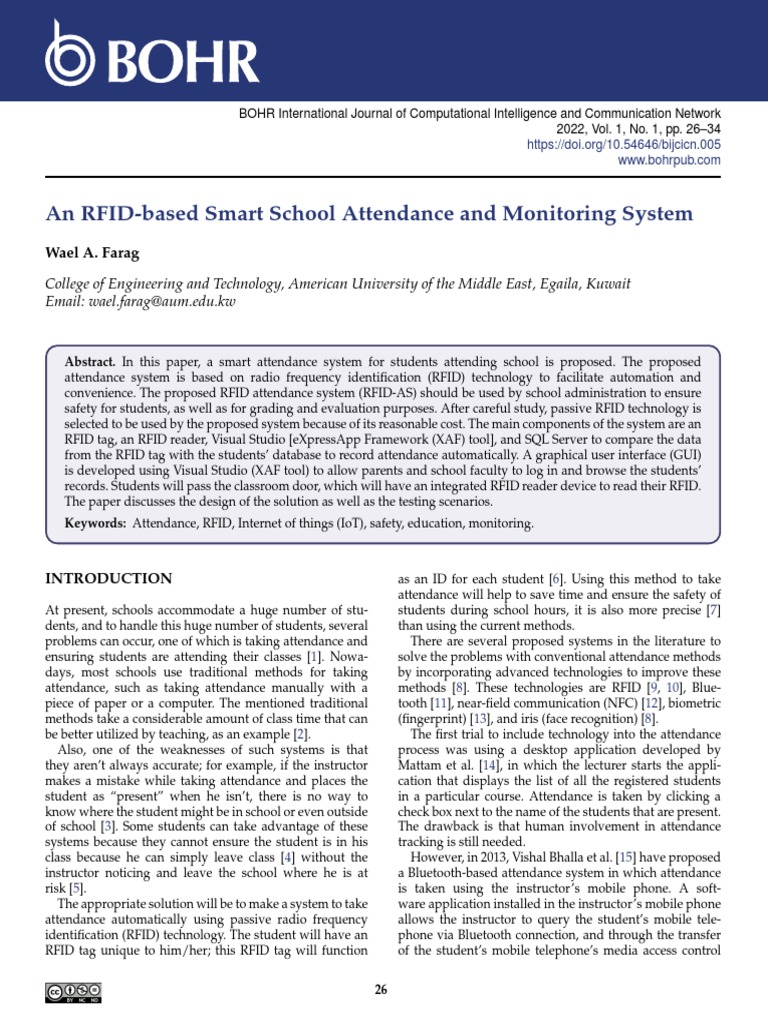 An RFID-based Smart School Attendance and Monitoring System | PDF ...