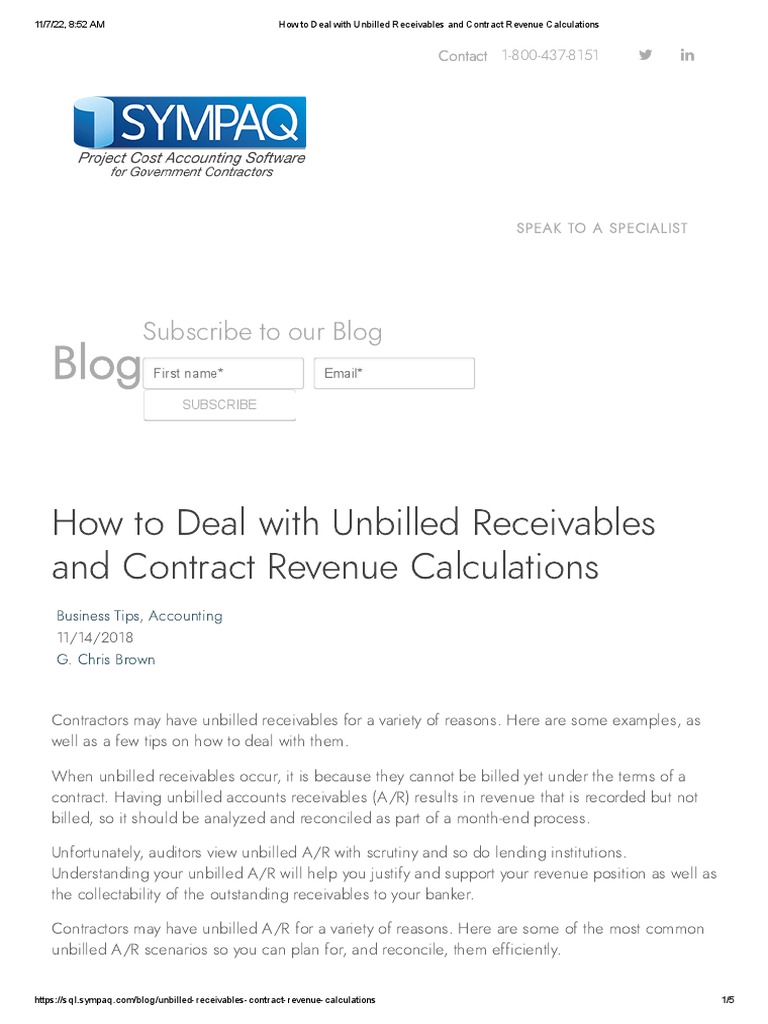 How To Deal With Unbilled Receivables and Contract Revenue Calculations ...
