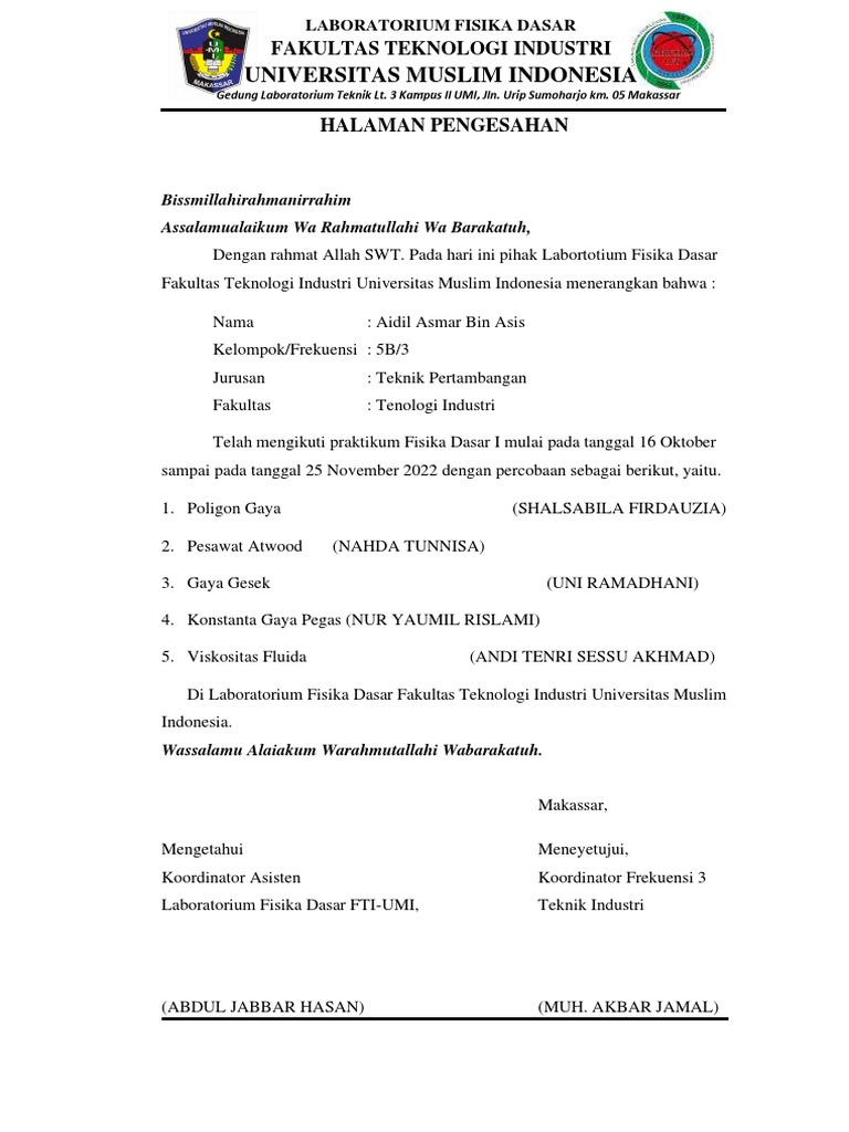 Laporan Lengkap LFD 5b Frek3 Aidil | PDF