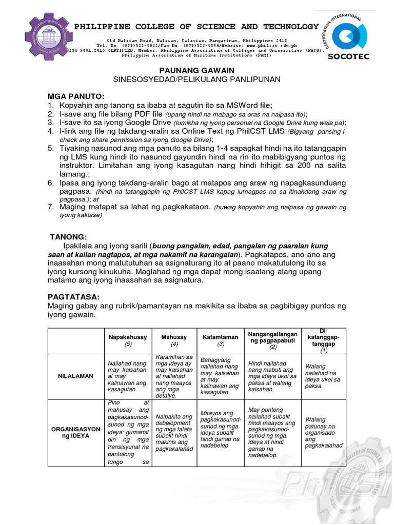 Paunang Gawain | PDF Paunang Gawain | PDF