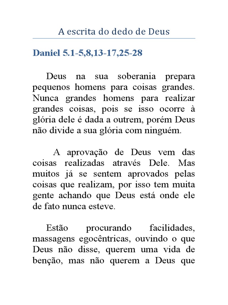 A Escrita Do Dedo de Deus | PDF | Daniel (personagem Bíblica) | Deus