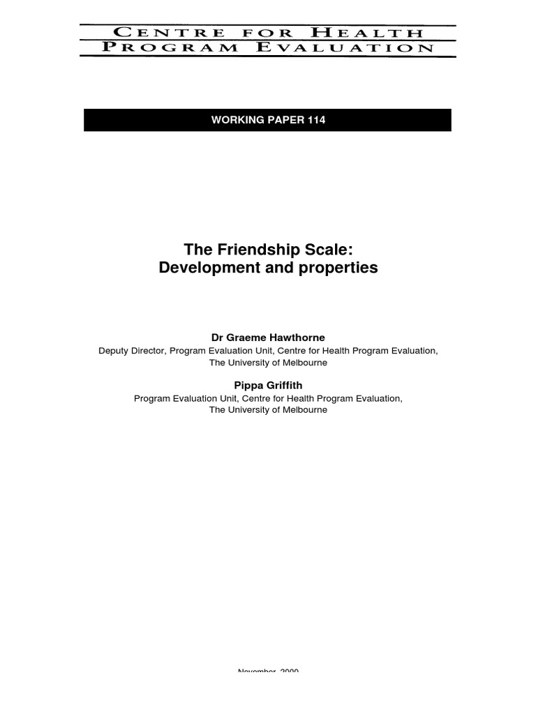 Second The Friendship Scale | PDF | Validity (Statistics) | Loneliness