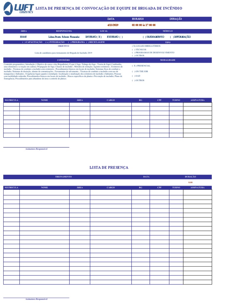 Modelo de Lista Presença | PDF