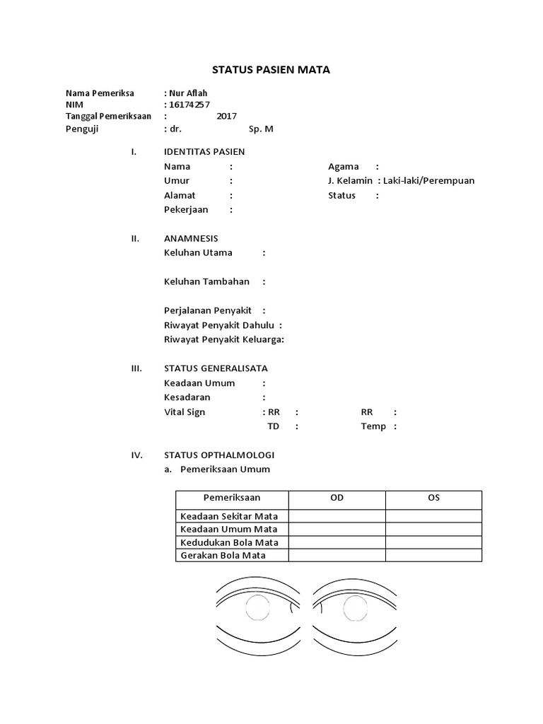 Status Pasien Mata | PDF