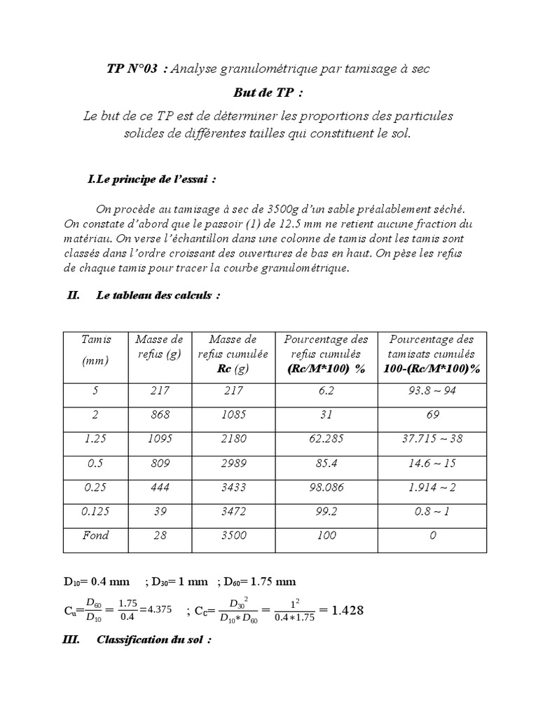 Analyse Granulométrique Par Tamisage À Sec | PDF