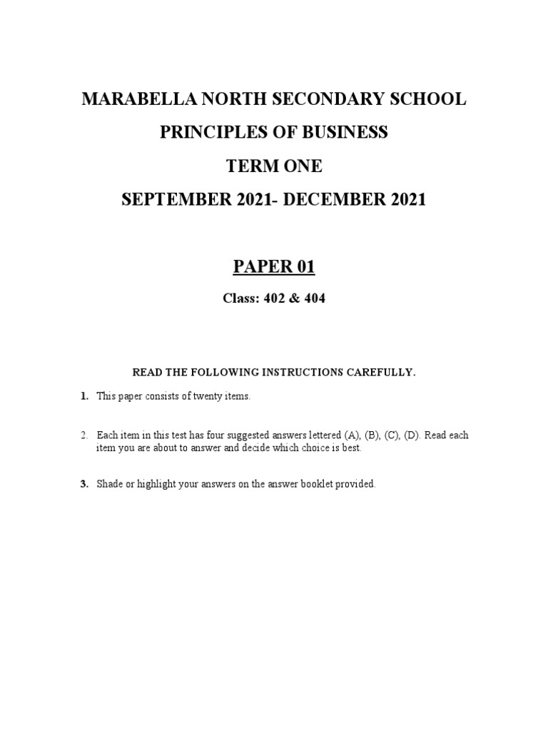 Business Principles Exam 2021 | PDF | Employment | Employee Benefits