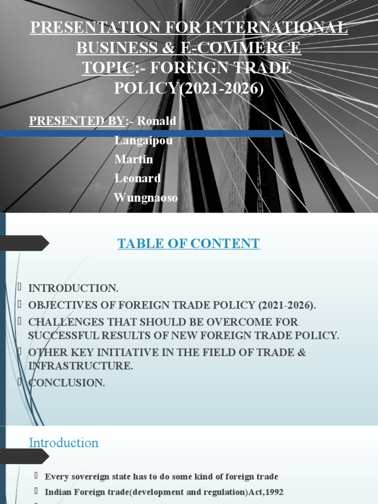 India Foreign Trade Policy 2021-2026 Overview | PDF