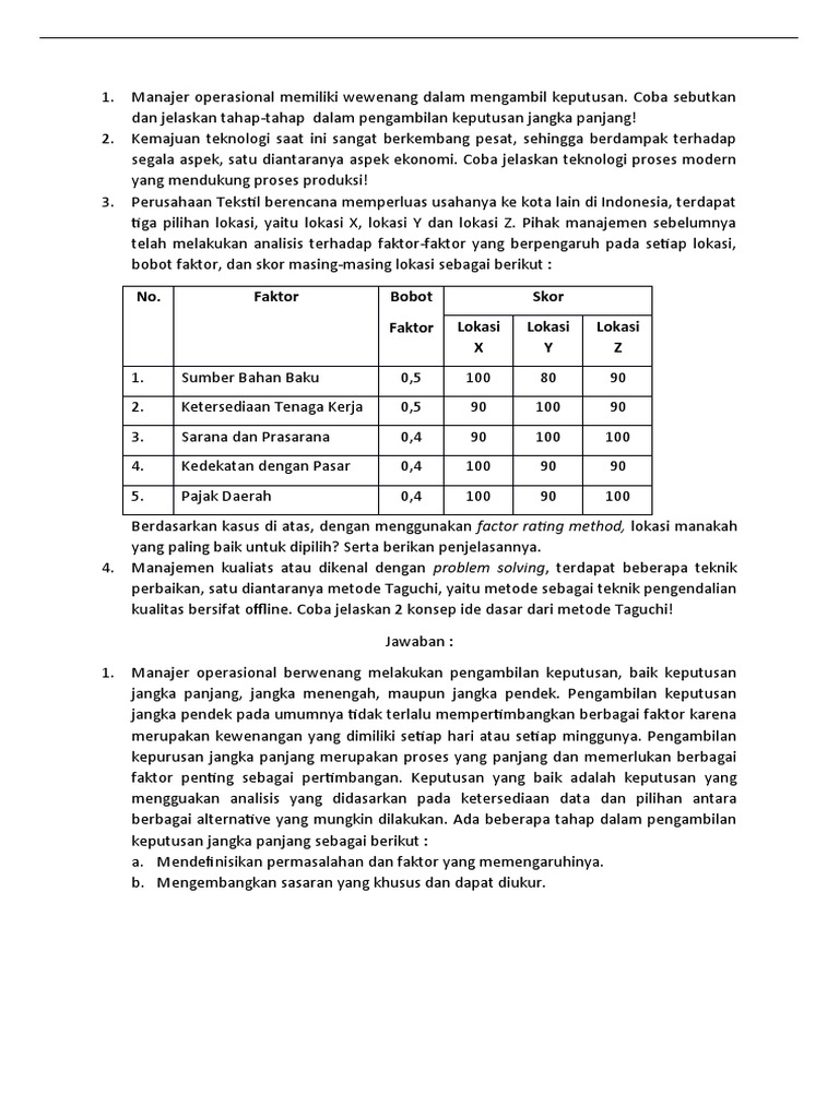 Tugas Manajemen Operasi | PDF