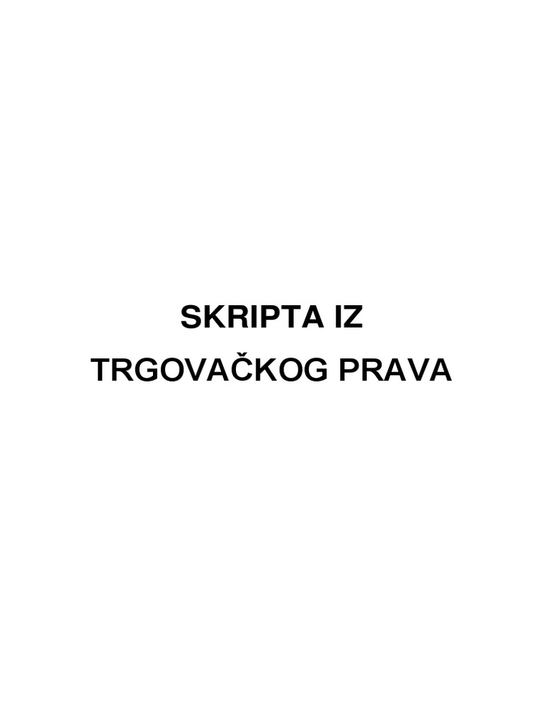 Trgovačko Pravo - Skripta | PDF