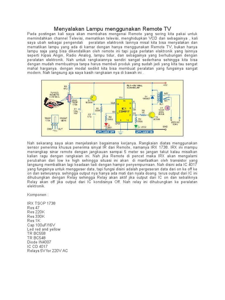 Menyalakan Lampu Menggunakan Remote TV | PDF