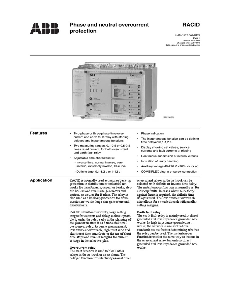 Abb Racid | PDF | Relay | Alternating Current