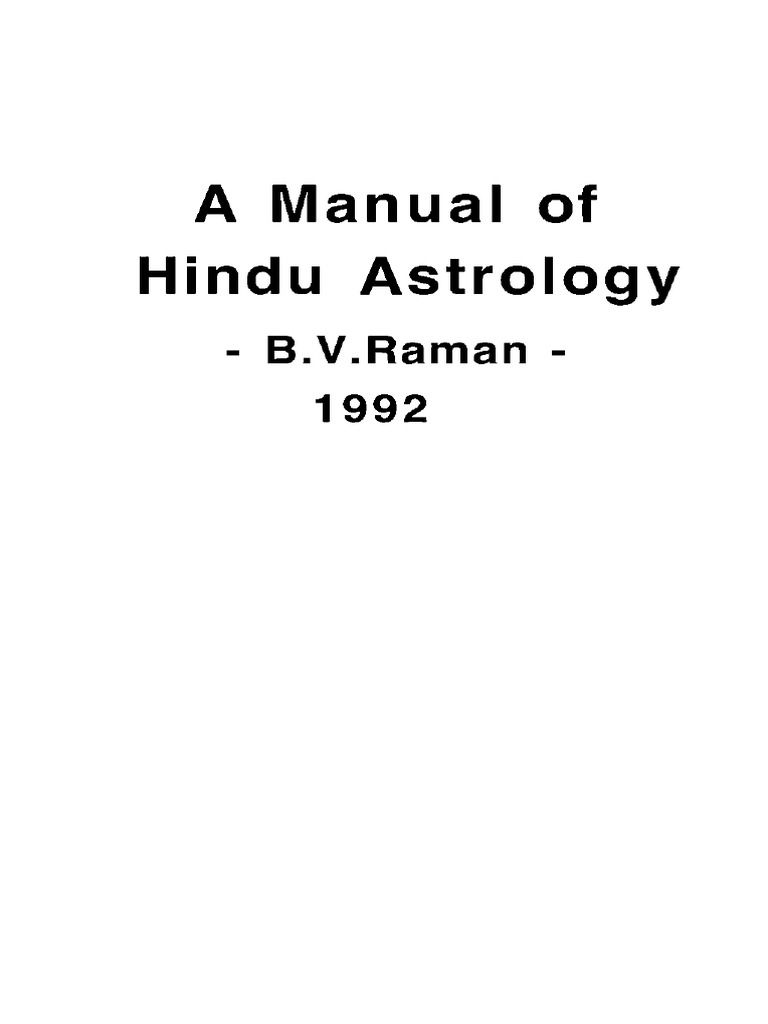 Jyotish - A Manual of Hindu Astrology - B.v.raman - 1992 | PDF ...