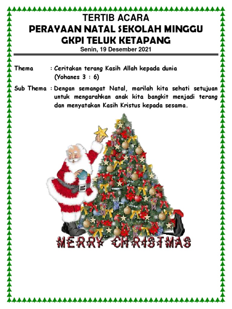 Tertib Acara Natal Sekolah Minggu 2021 | PDF