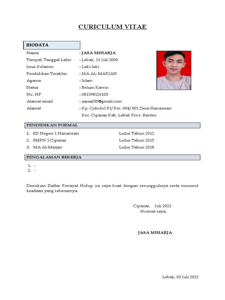CV & Surat Lamaran Oryza Sativa | PDF