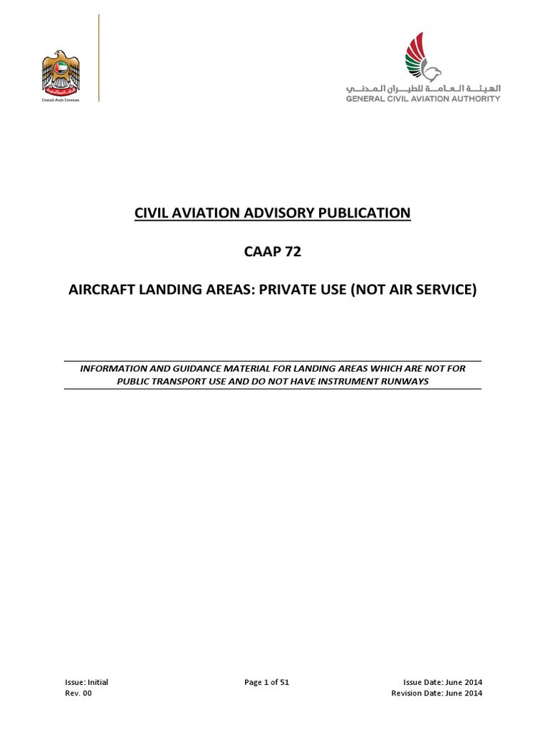 Caap 72 Aircraft Landing Areas - Private Use | PDF | Runway | Aerodrome