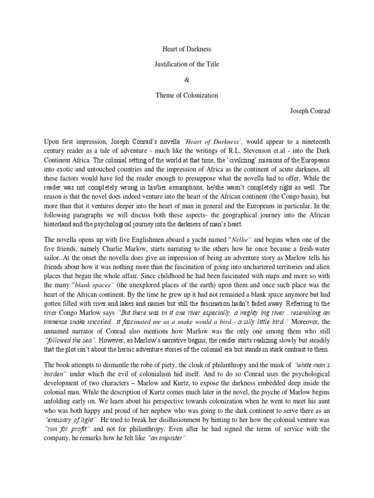 Heart of Darkness: Exploring the Psychological and Geographical ...