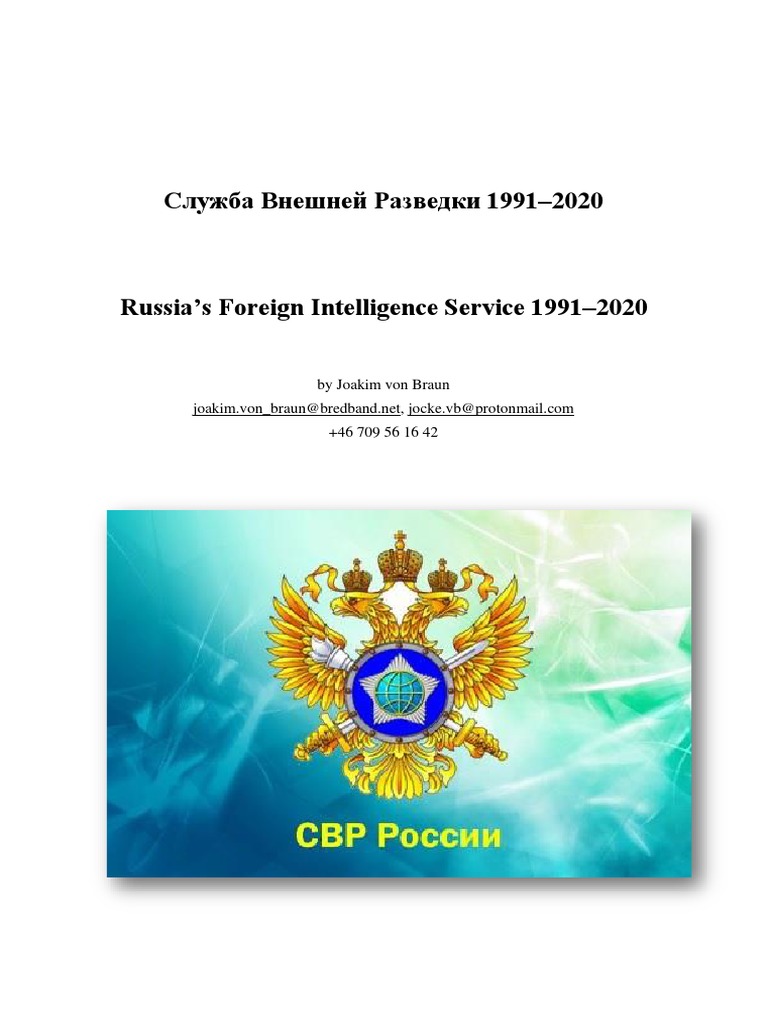 SVR Russias Foreign Intelligence Service 1991-2020 | PDF | Foreign Intelligence Service (Russia ...