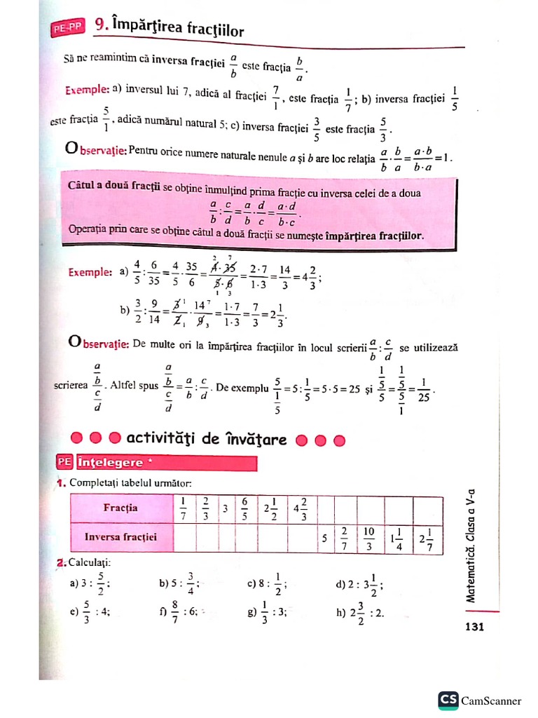 Impartirea Fractiilor | PDF