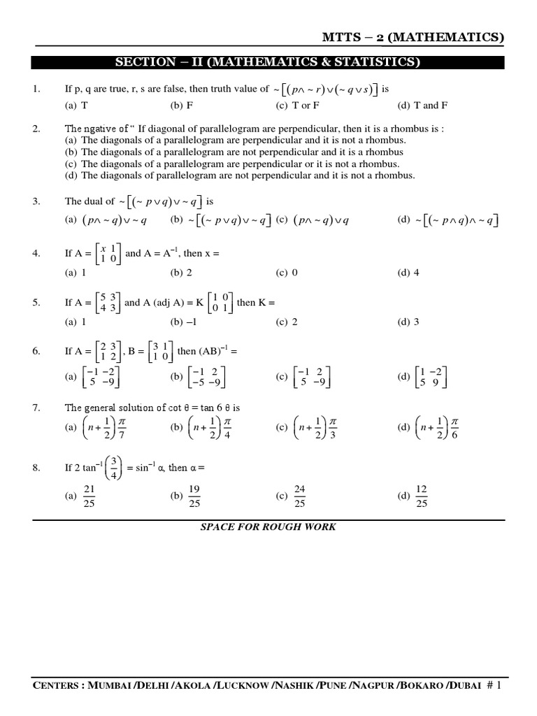 Maths (Question Paper) | Download Free PDF | Plane (Geometry ...