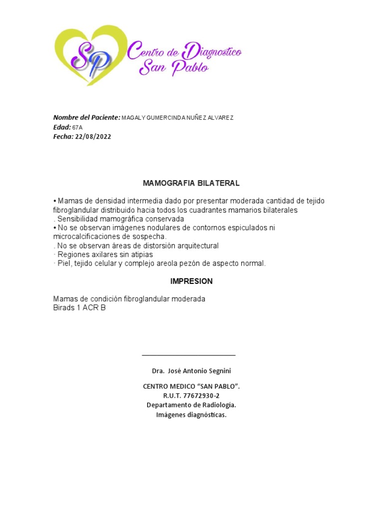 Formato de RX | PDF | Pecho | Radiología