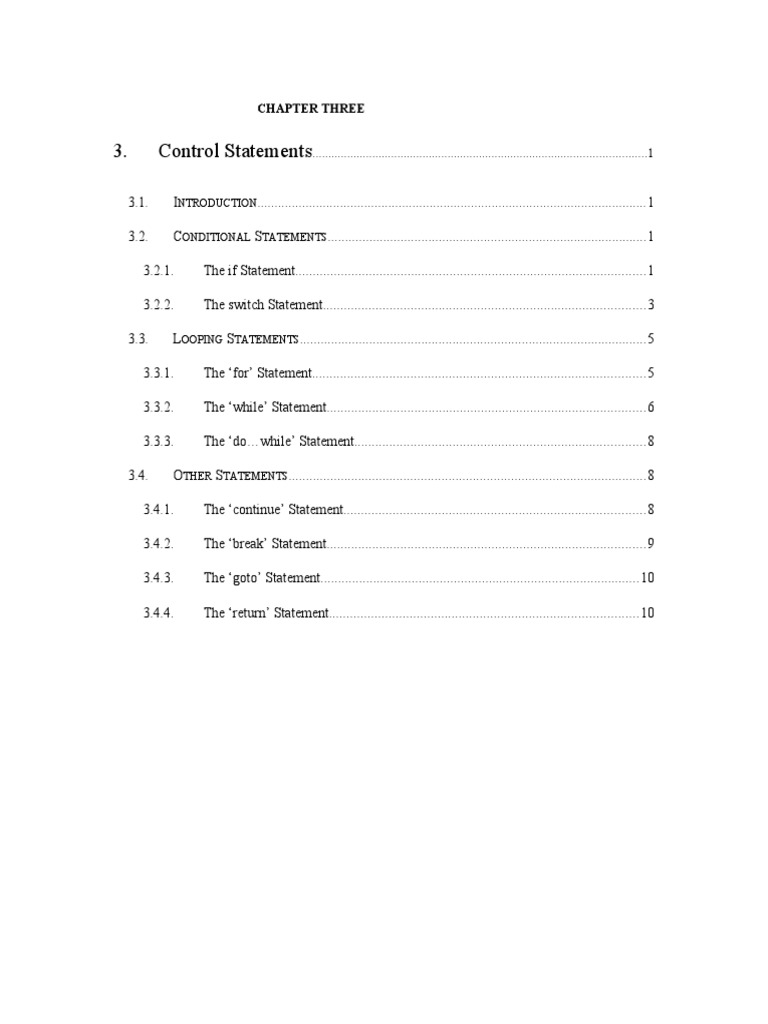 Chapter 3 - Control Statements | PDF | Control Flow | Software Development Chapter 3 - Control Statements | PDF | Control Flow | Software Development