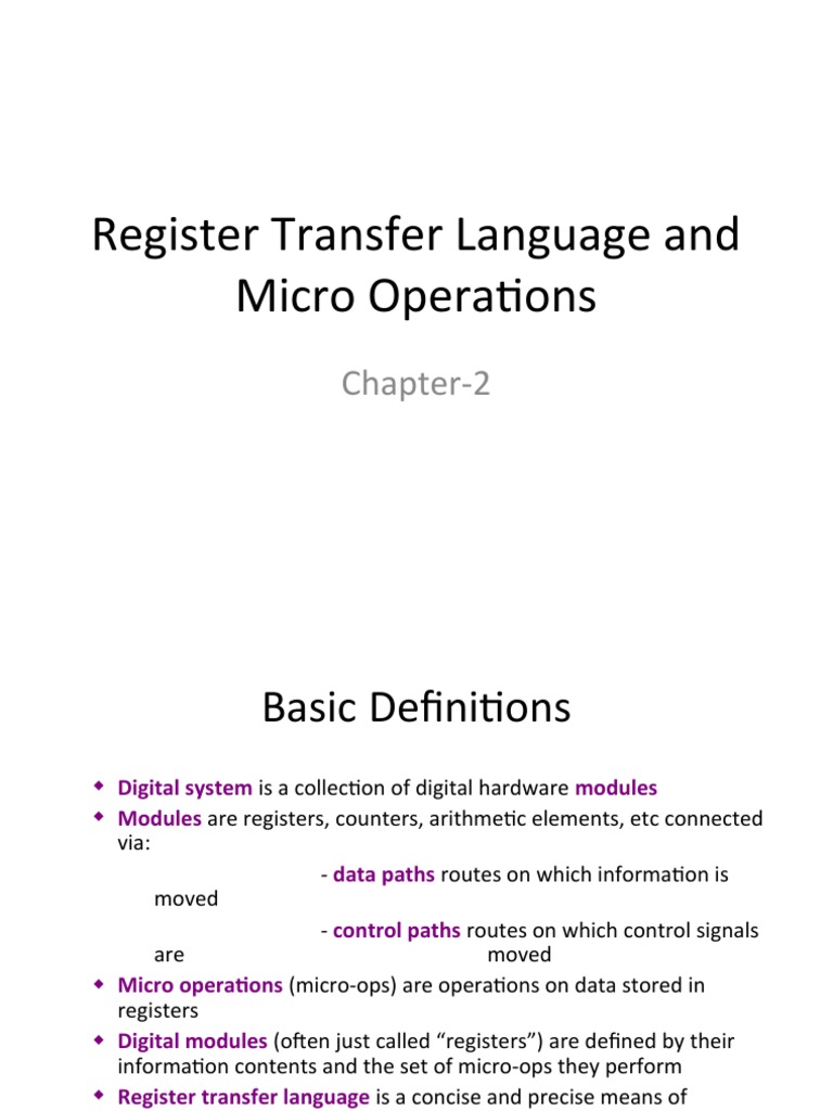 Chapter 2 Register Transfer Language and Micro Operations | PDF | Bit ...