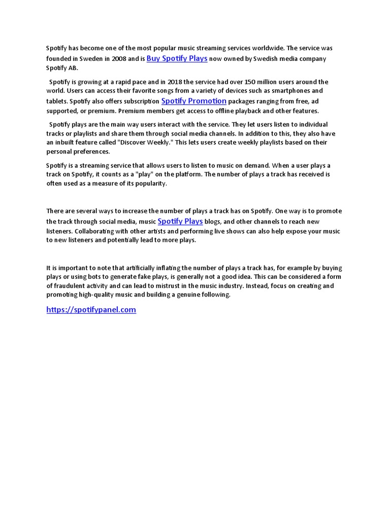 Increasing Organic Spotify Plays | PDF | Social Science