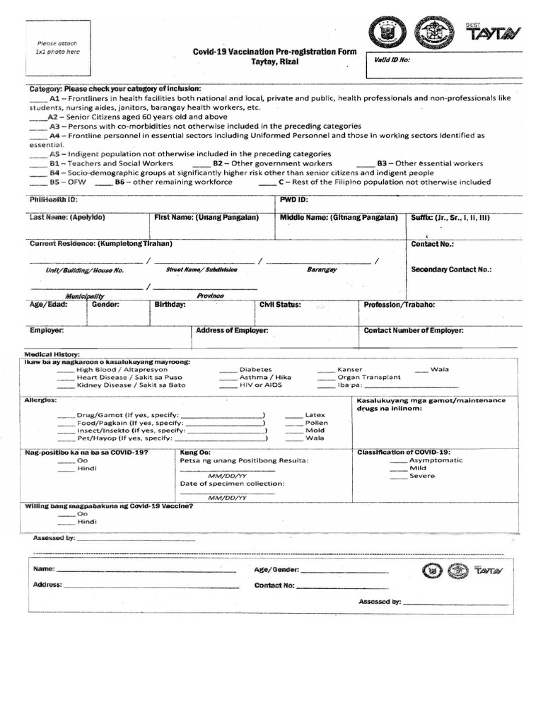 Covid Vac Appform | PDF