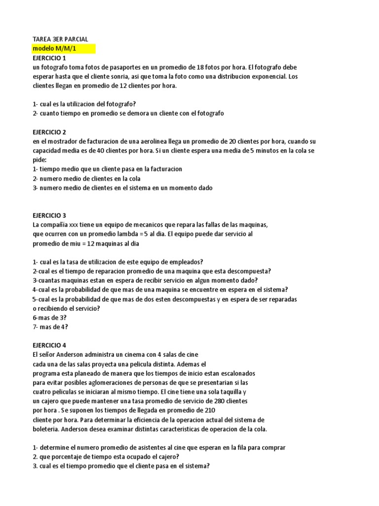 009 TAREA Teoria de Colas | PDF