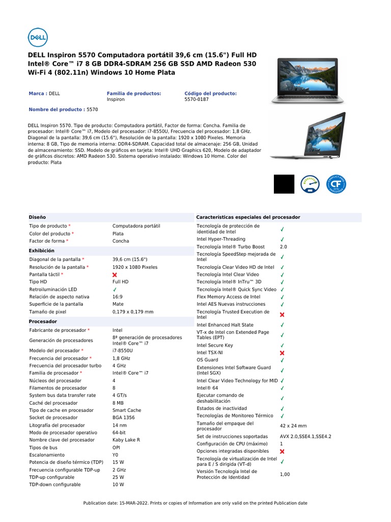 Dell 5570 | PDF | Microprocesador | Monitor de computadora