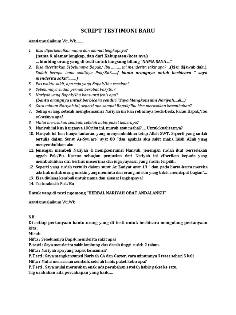 Testimoni Herbal Nariyah Sembuhkan Sakit | PDF | Pengembangan Diri ...