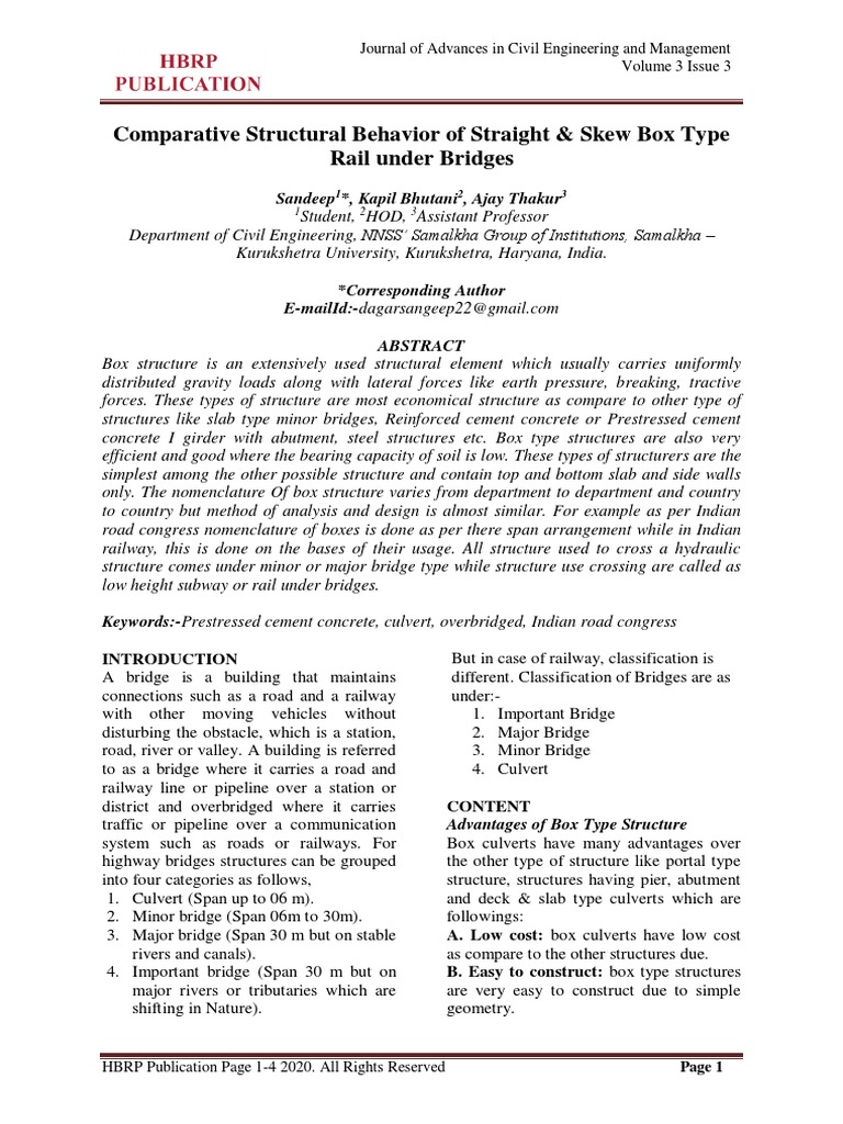 Analysis of the Structural Behavior of Straight and Skewed Box-Type ...