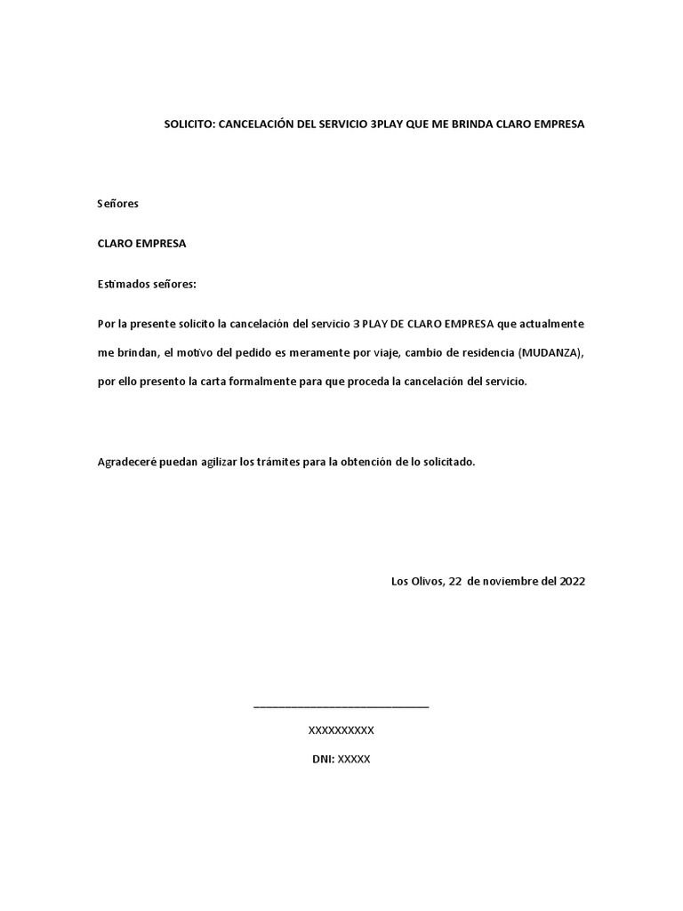 Solicitud Baja de Servicio de Internet | PDF