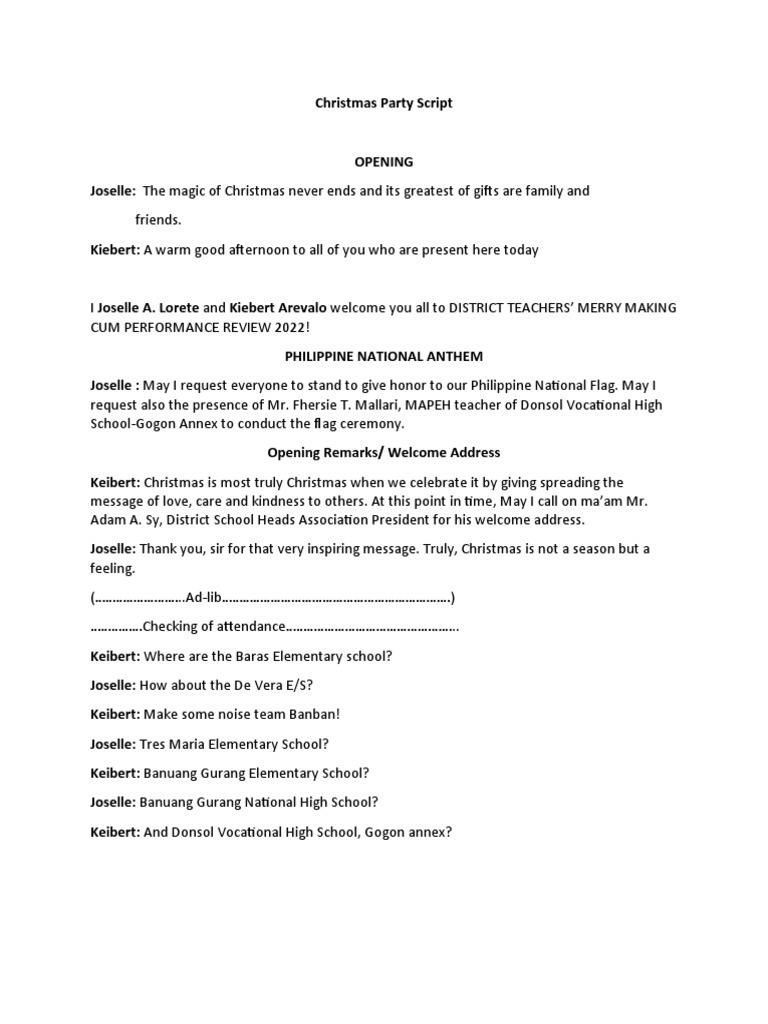 Christmas Party Program Script | PDF