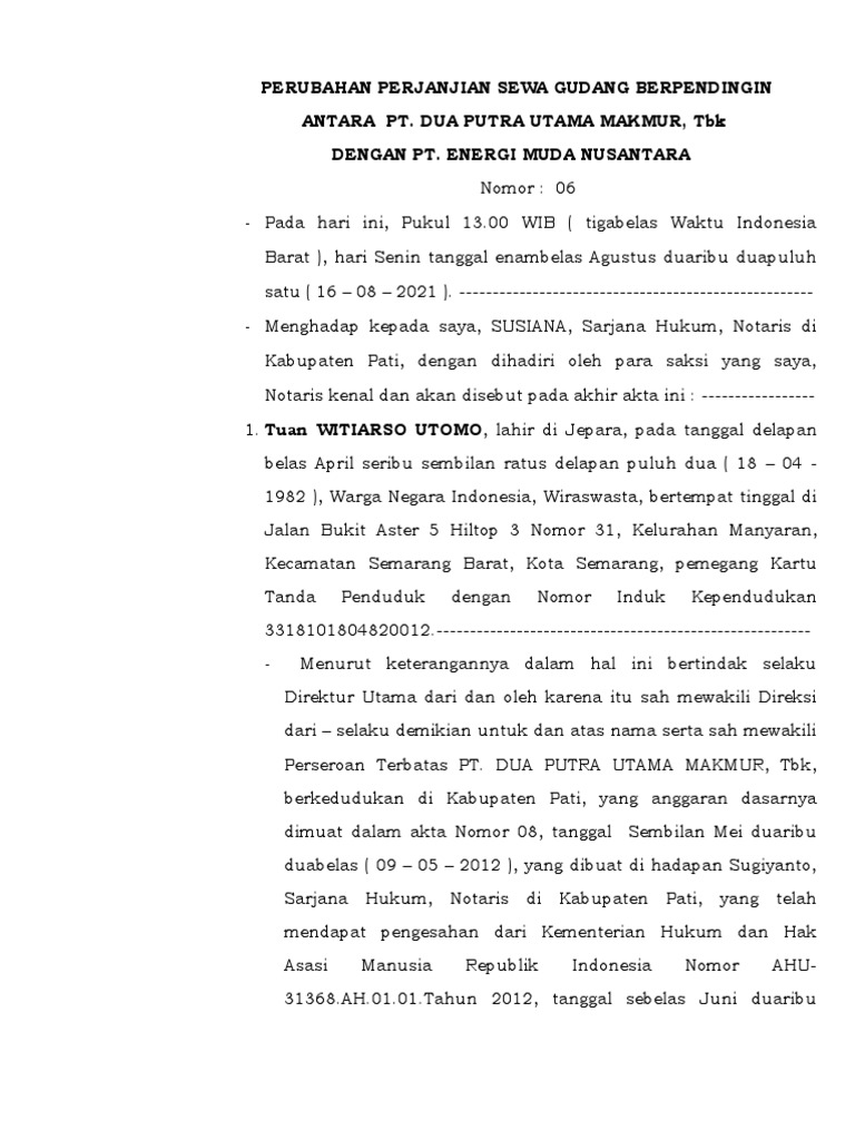 Perubahan Sewa Dua Putra | PDF