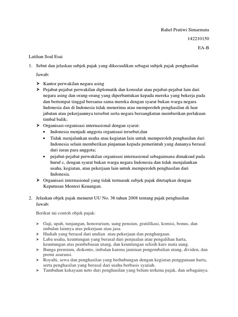 Rahel Pratiwi Simarmata - EA-B - Perpajakan - Tugas 3 | PDF