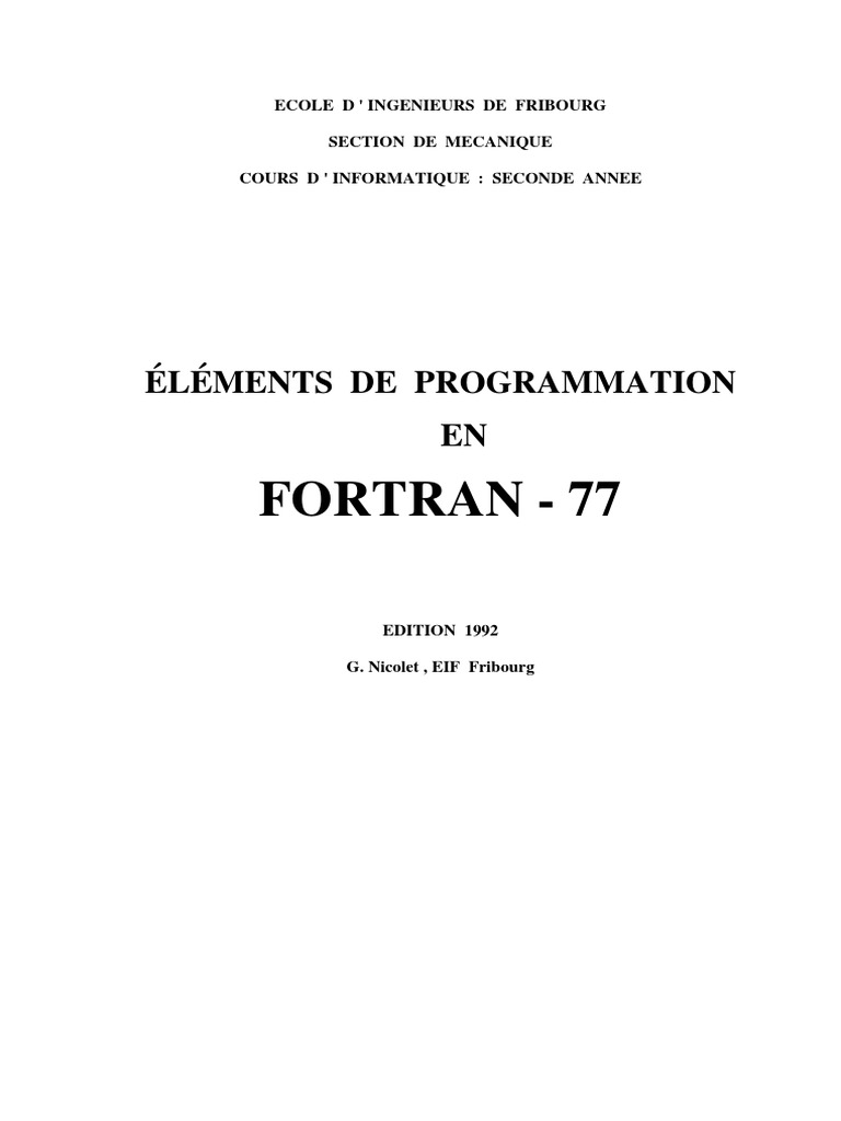 Cours Fortran 77 | PDF | Programme informatique | Programmation