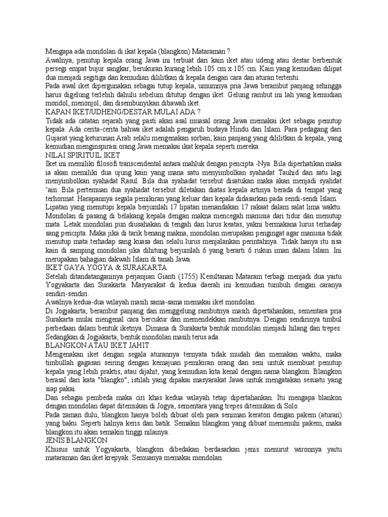 Mengapa Ada Mondolan Di Ikat Kepala | PDF