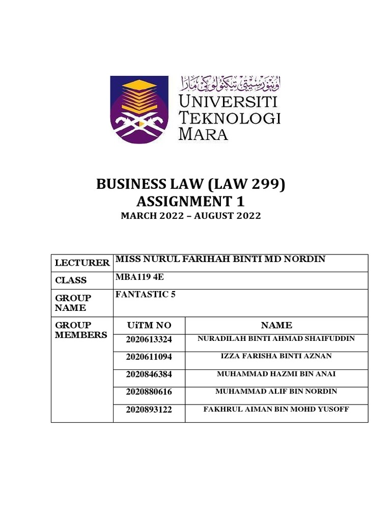 FANTASTIC5 - BA 1194 E - Assignment1 | PDF | Contractual Term | Private Law