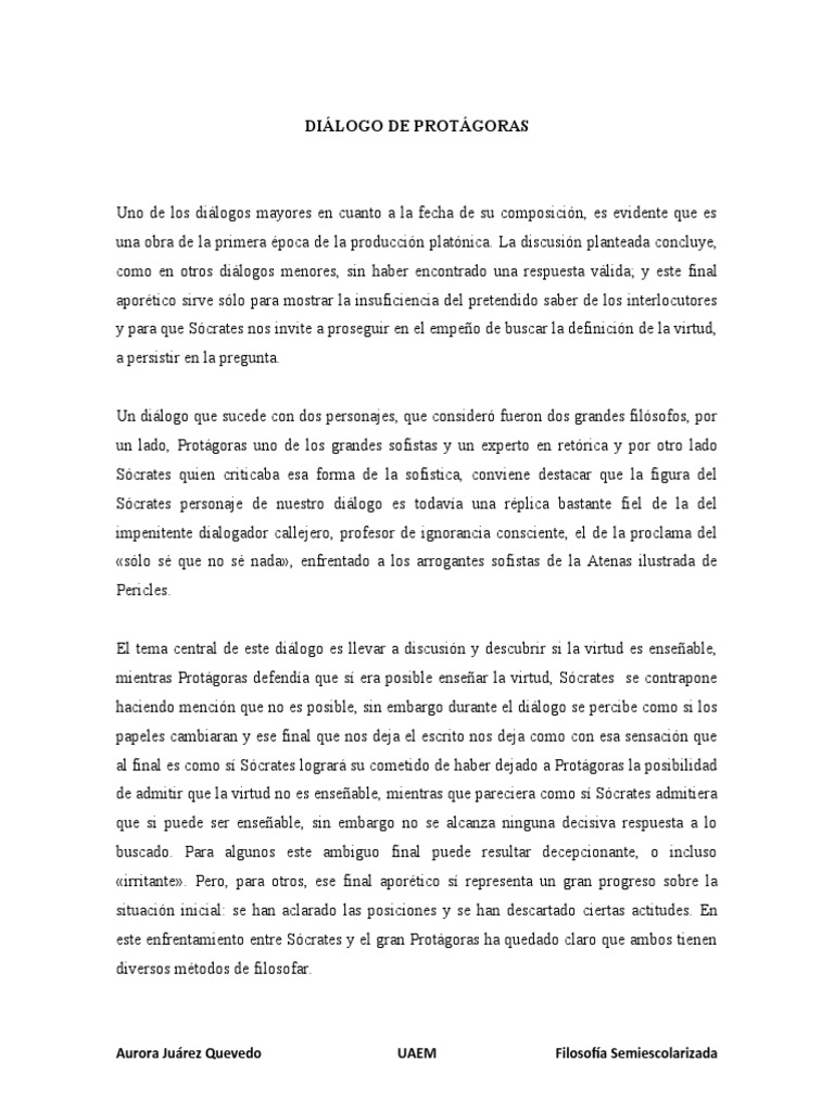DIÁLOGO DE PROTÁGORAS | PDF | Sócrates